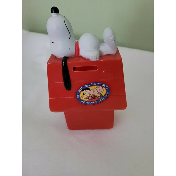 Toys | Vintage Chex Party Mix And Peanuts Snoopy Doghouse Coin Piggy Bank Red 1966 | Poshmark